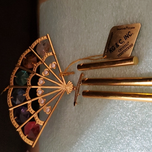 Accents | Golden Rhinestones Fan Wind Chimeornament | Poshmark